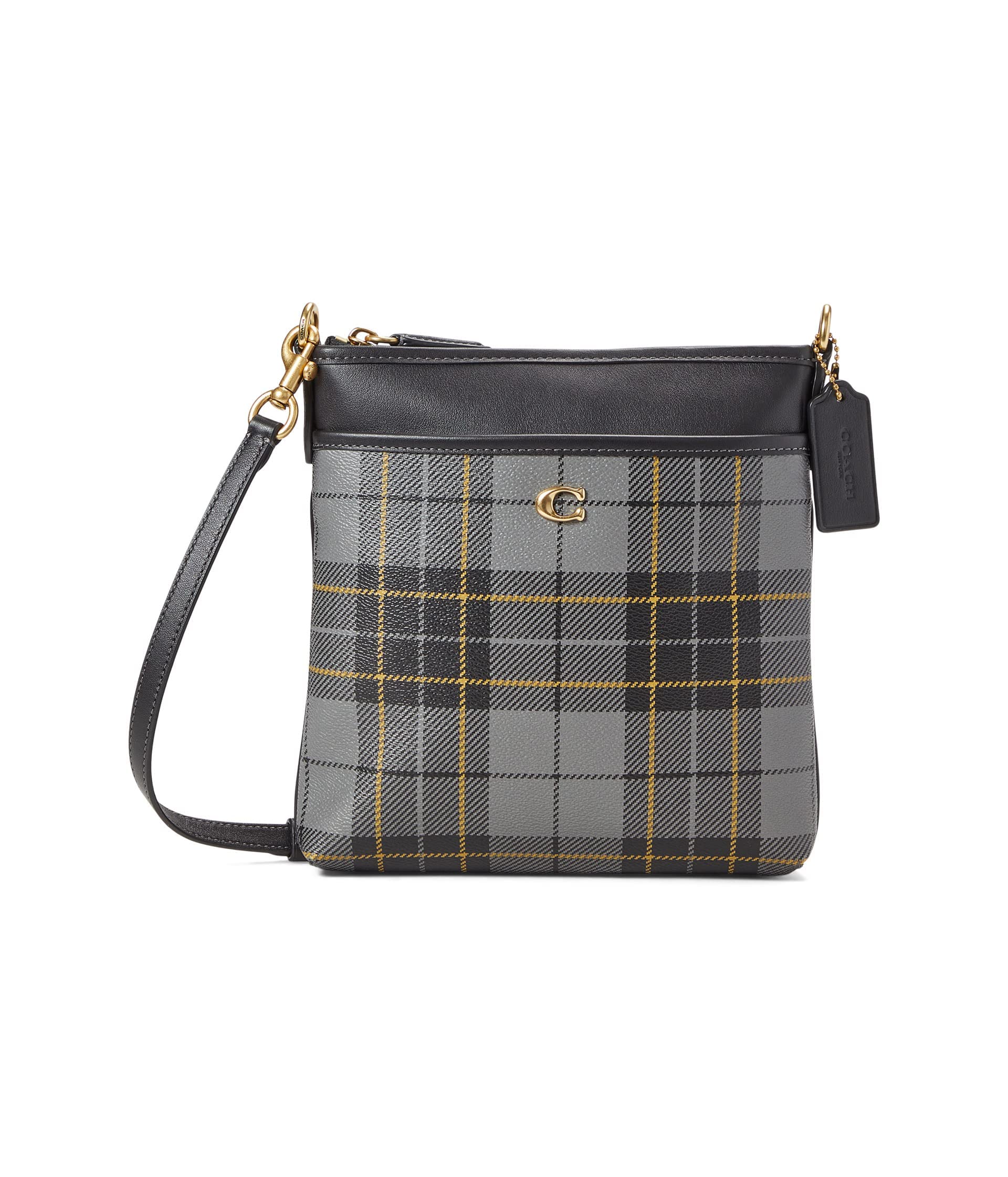 COACH Novelty Box Program Plaid Print Kitt Black Multi One Size