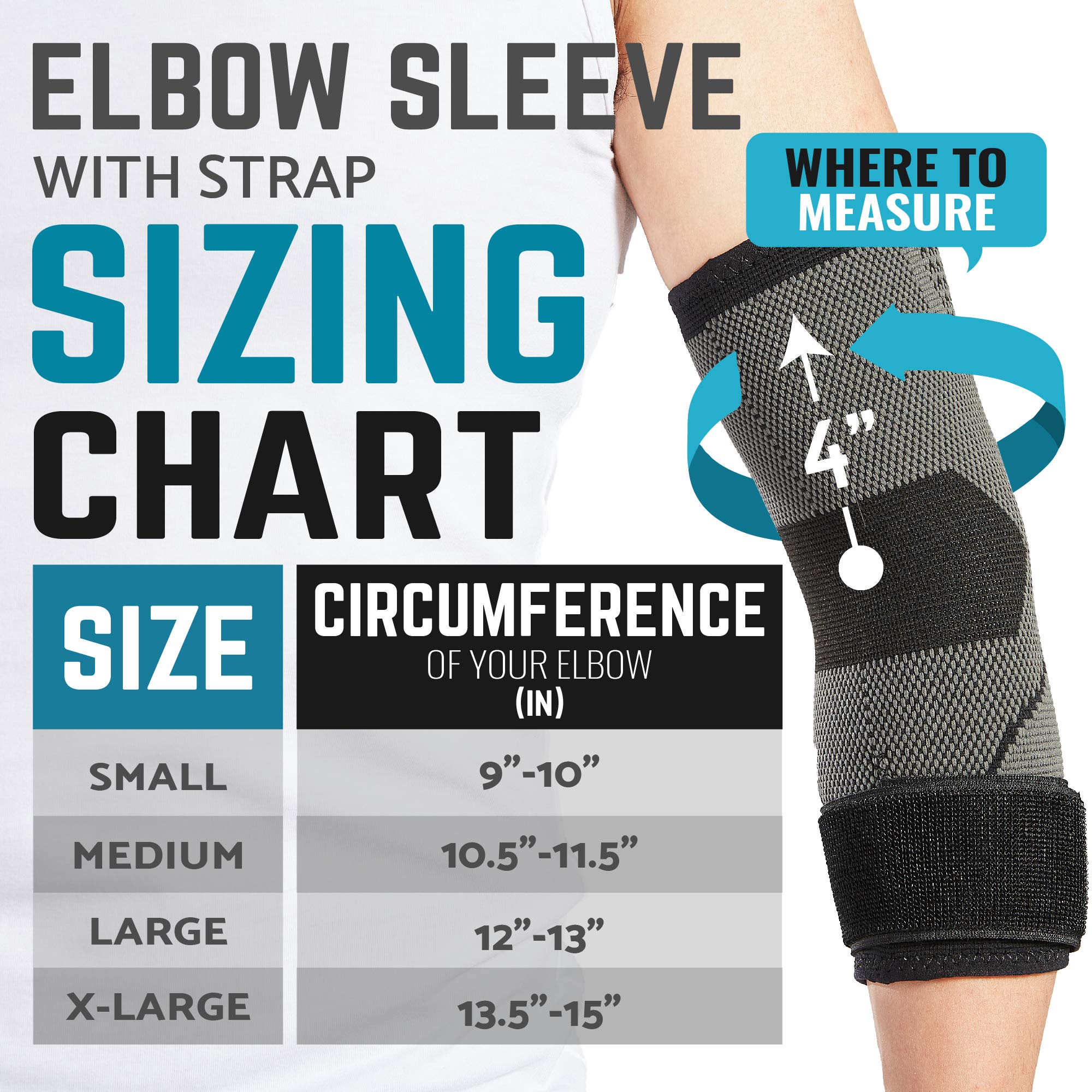 Bodyprox Elbow Brace with Strap for Tendonitis 2 Pack, Tennis Elbow Compression Sleeves, Golf Elbow Treatment