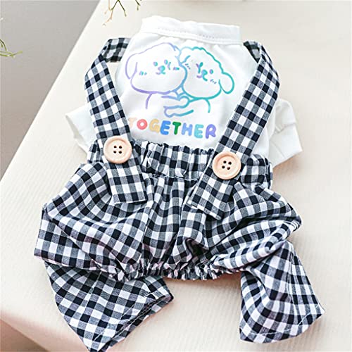HOUKAI Dress Dog Clothes Print Plaid Skirt Pet Spring Summer T-Shirt (Color : D, Size : Scode)
