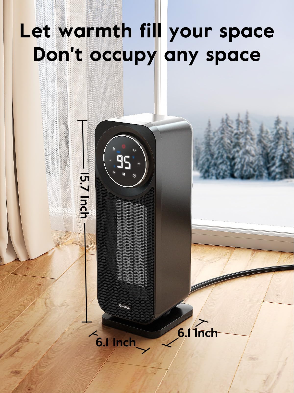 Givebest Space Heaters for Indoor Use, Touch Panel, 1500W Fast Heating Electric Heater with Remote, 5 Modes Quiet Heater with Night Light, Oscillating Heater with Thermostat for Bedroom, Office