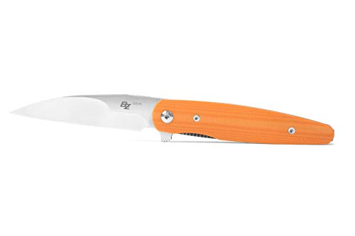 DROP + Brad Zinker Dogtooth Liner Lock Folding Pocket Knife, Orange g10 / Satin