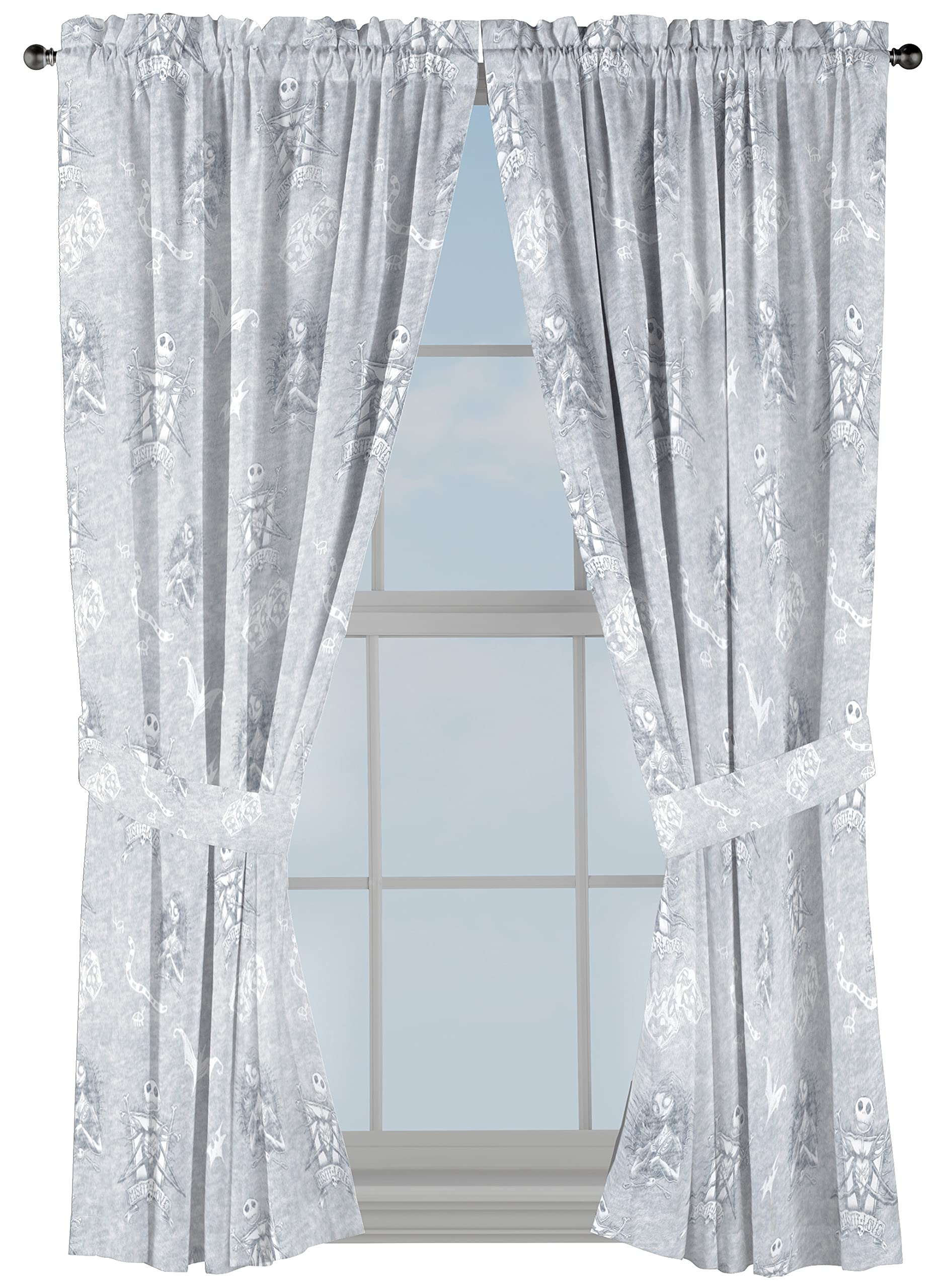 Jay Franco Disney Nightmare Before Christmas Meant to Be 6 Piece Bedroom Set- Includes Twin Bed Set & Window Drapes/Curtains - Super Soft Fade Resistant Microfiber Bedding (Official Disney Product)