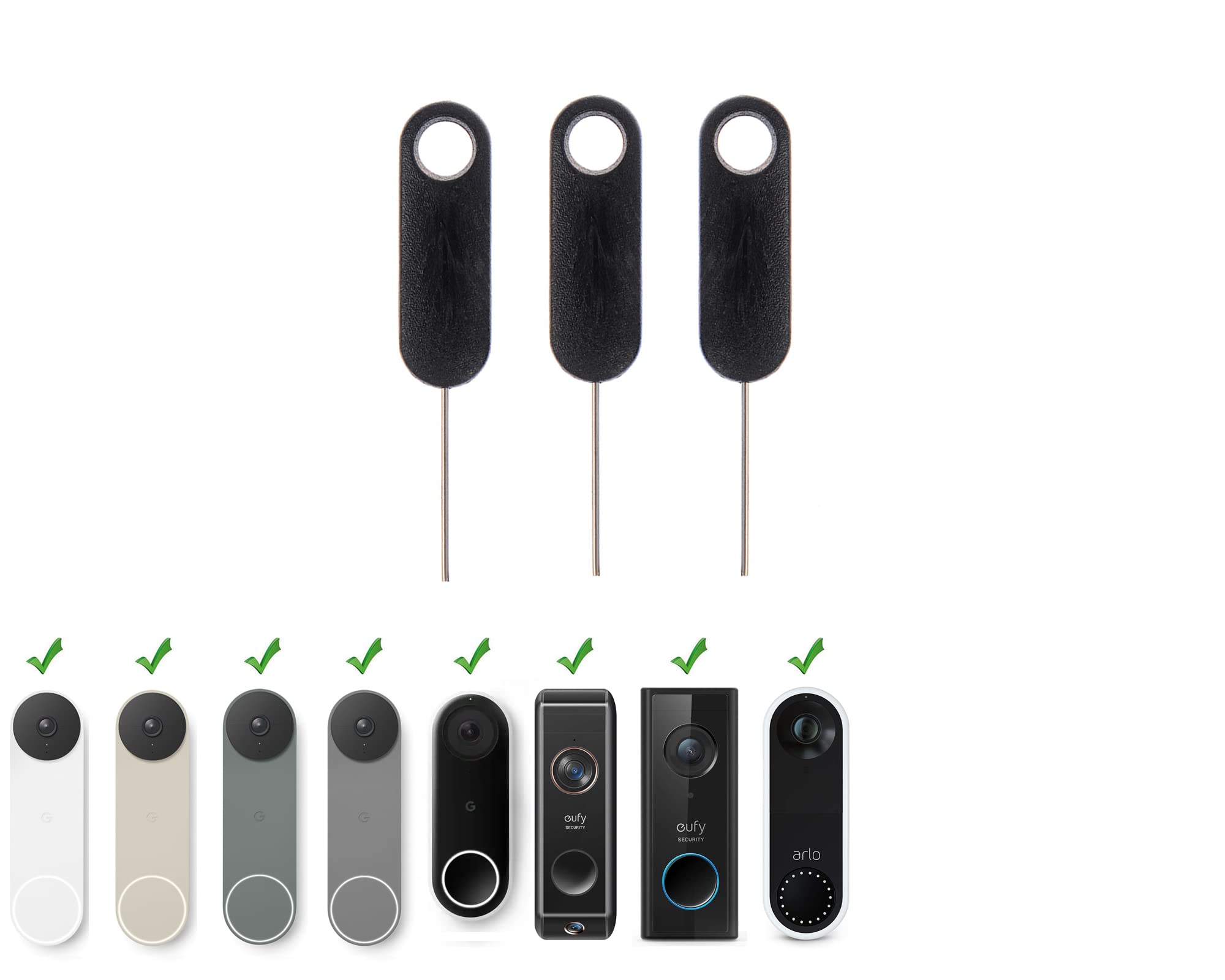 Doorbell Pin Key Security Release Removal Tool Compatible with Nest Video Doorbell, Arlo Video Doorbell and Eufy Video Doorbell (All Models) 3 Pack
