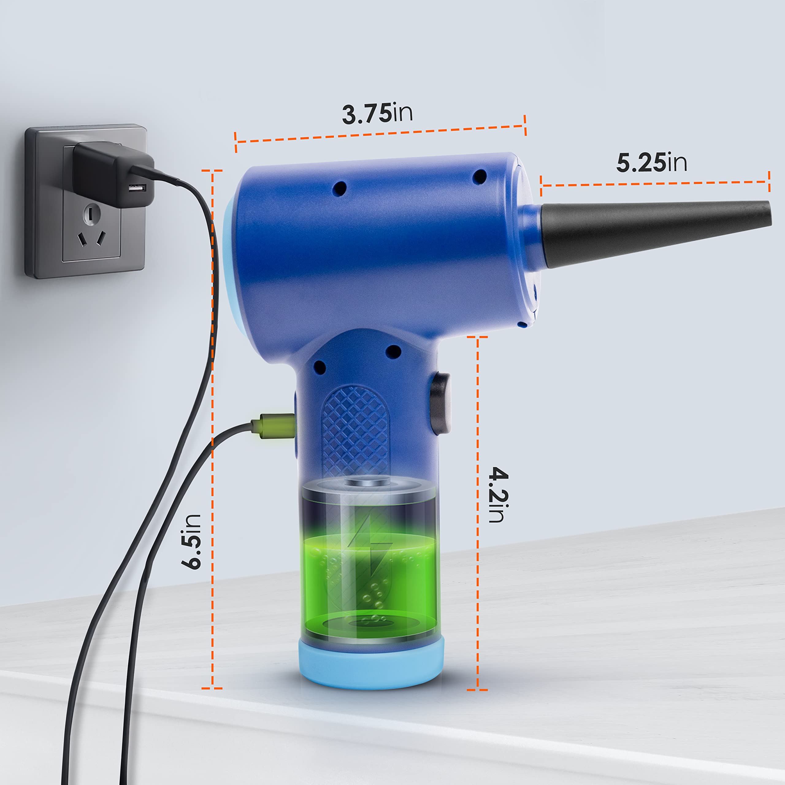 Electric Compressed Air Dusters - Portable Rechargeable Electric Air Duster For Computer Duster - Electronics Cleaning Air Blower - Electric Duster Air Can Dust Blower Electronic Duster Compressed Air