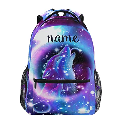 Kcldeci Custom Galaxy Wolf School Backpacks for Kids Boy Girls Customized Wolf Kids Backpacks Bookbags School Bags