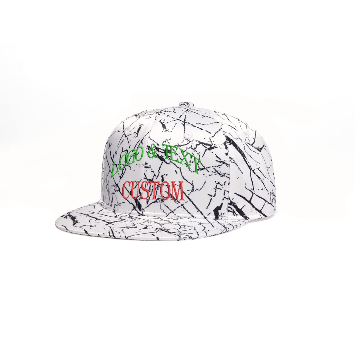 Custom Embroidered Adjustable Snapback Hat for Men Women,Unisex Hip Hop Baseball Cap Add Text&Logo Flat Bill Brim Dad Hats