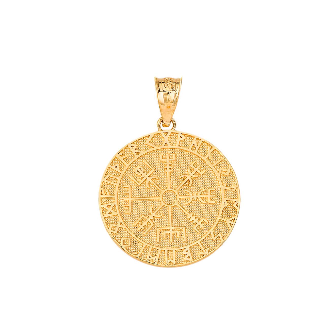 Certified 10k Yellow Gold Viking Odin Symbol Rune Amulet Pantgram Vegvisir Compass Pendant