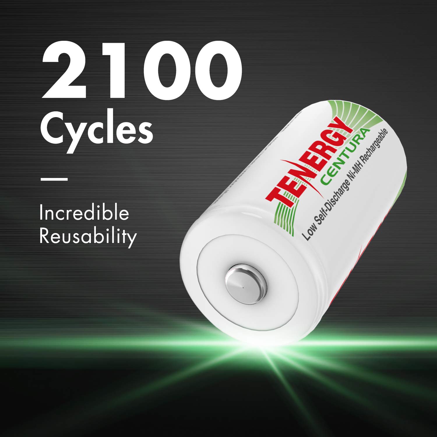 Tenergy Centura 1.2V NiMH Rechargeable D Battery, 8000mAh Low Self Discharge D Cell Batteries, Pre-Charged D Size Battery, 4 Pack, UL Certified
