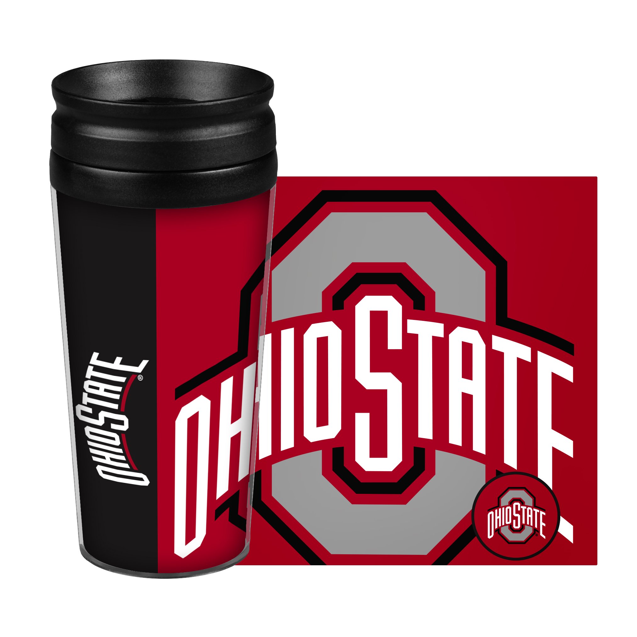 Boelter Brands NCAA Ohio State Buckeyes Hype Full Wrap Travel Tumbler, 14-Ounce