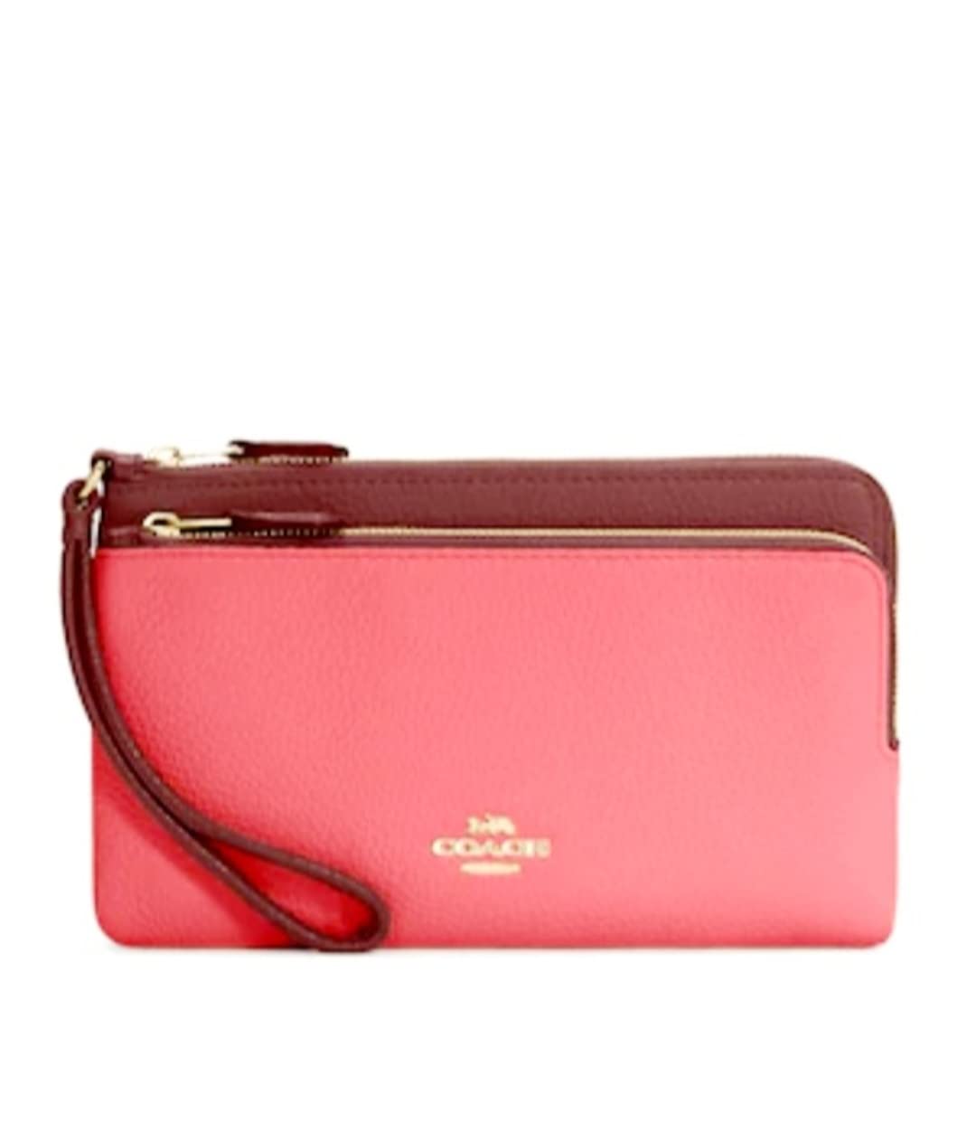 Coach Women Double Corner Zip Wallet Wristlet Pebbled Leather Style No.C7388