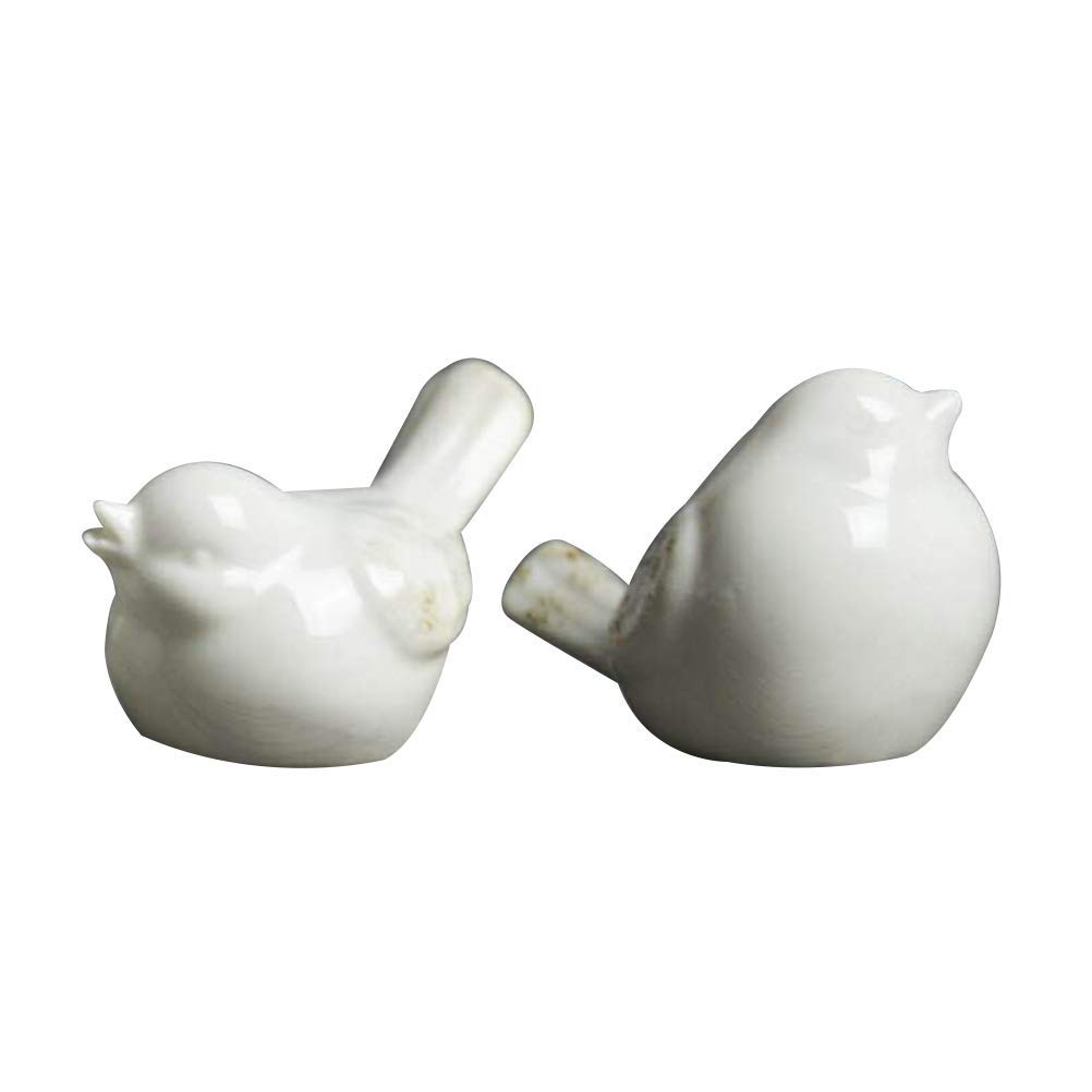 SENTOP, 2pcs Ceramic Bird Figurines,Modern Minimalist Animal Ornament Home Decor Mini Bird Figurine Gift for Garden Desktop Display Decor
