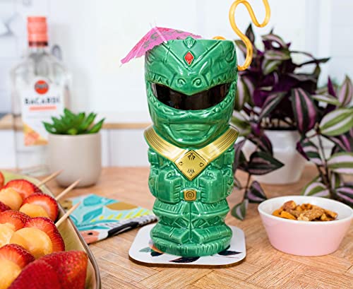 Geeki Tikis Power Rangers Green Ranger 16-Ounce Ceramic Mug | Cocktail Tumblers, Beer Mug Glassware For Liquor, Beverages, Pub Drinks, Tropical Drinkware For Home Barware Decor | Mighty Morphin Gifts
