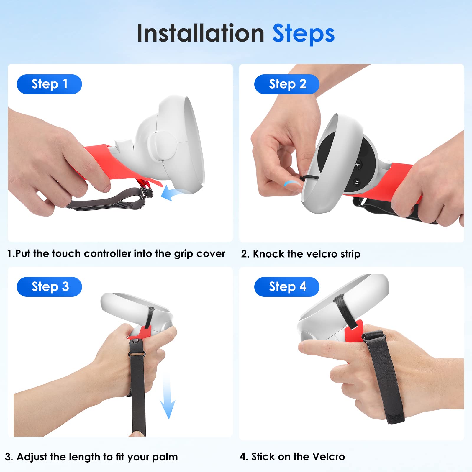Controller Grips for Oculus Quest 2, Silicone Unibody Design with Adjustable Knuckle Strap Compatible with Quest 2 Accessories (Red)