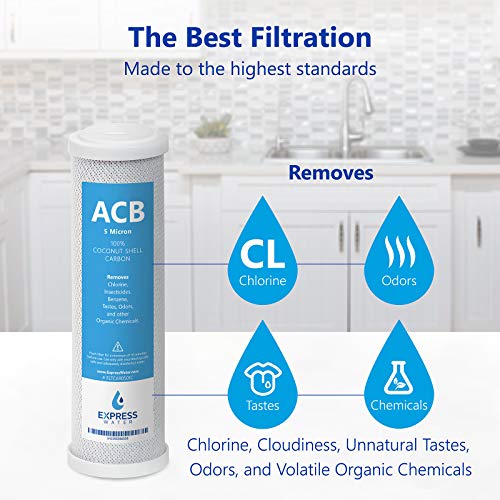 Express Water - FLTCAR0502C β 2 Pack Activated Carbon Block ACB Water Filter Replacement β 5 Micron, 10 inch Filter β Under Sink and Reverse Osmosis System
