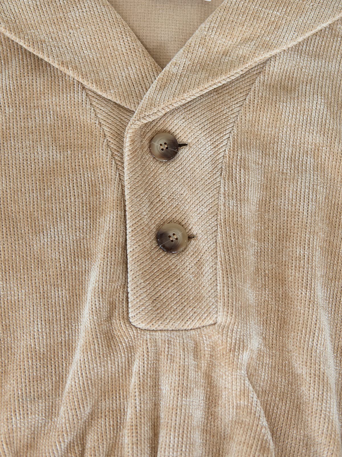CUPSHE Women's Long Sleeve Sweatshirt Half Placket Button Front Casual Pullover Tunic Tops, XL Khaki