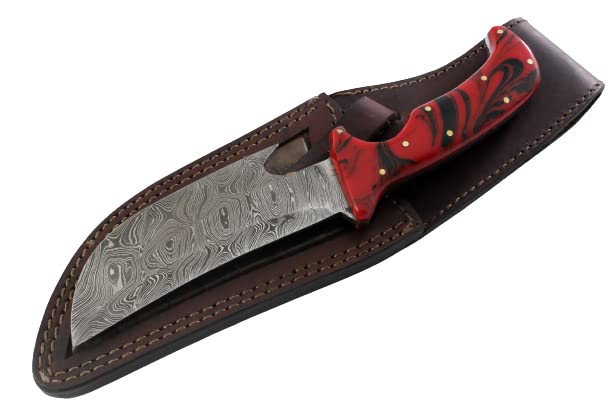 Custom handmade Damascus steel fixed blade hunting knife. PPI-18
