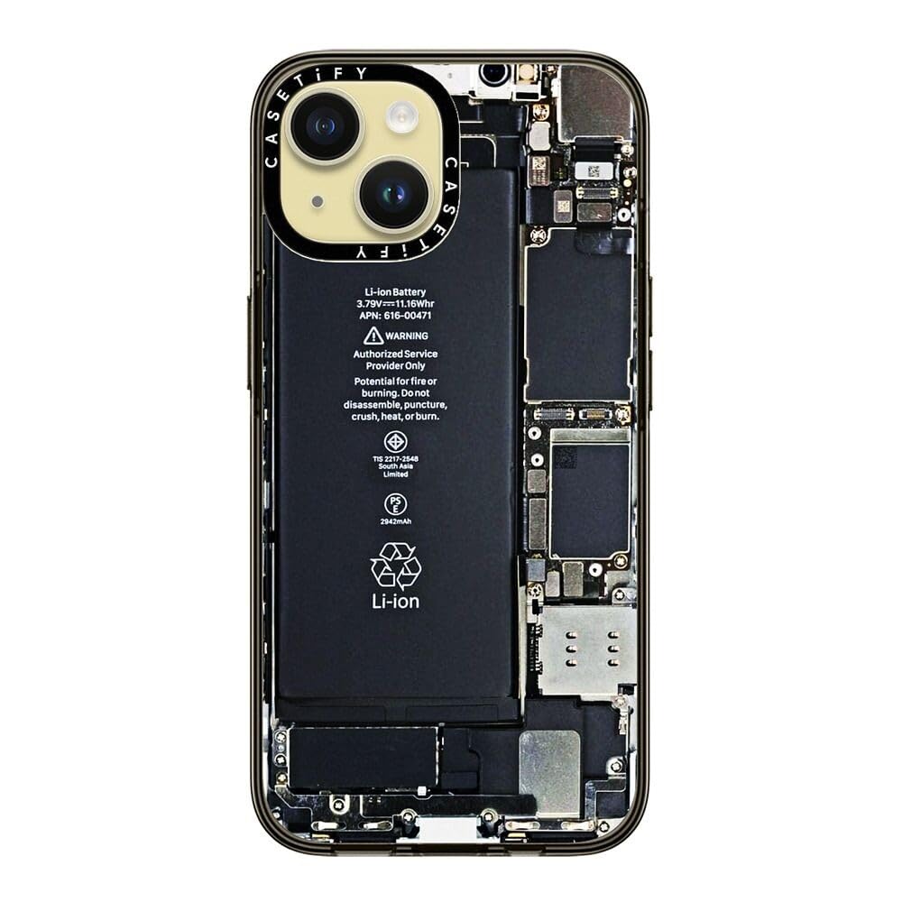 Casetify Compact Case for iPhone 15 [2X Military Grade Drop Tested / 4ft Drop Protection] - Inside Parts - Clear Black CTF-8700029-16006037