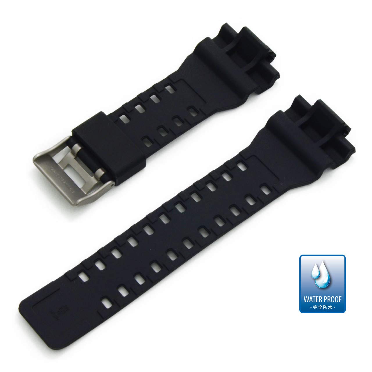 CASSIS TYPE GSK SILICONE Waterproof Watch Strap Black with Tools X1117465019016G