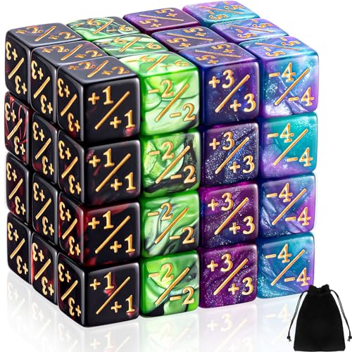 Sumind 48 Pieces MTG Dice Counters Token Dice Compatible with Magic The Gathering Dice Glitter D6 Dice Cube Loyalty Counter Dice Compatible with MTG, CCG, Card Gaming Accessory (Delicate Style)