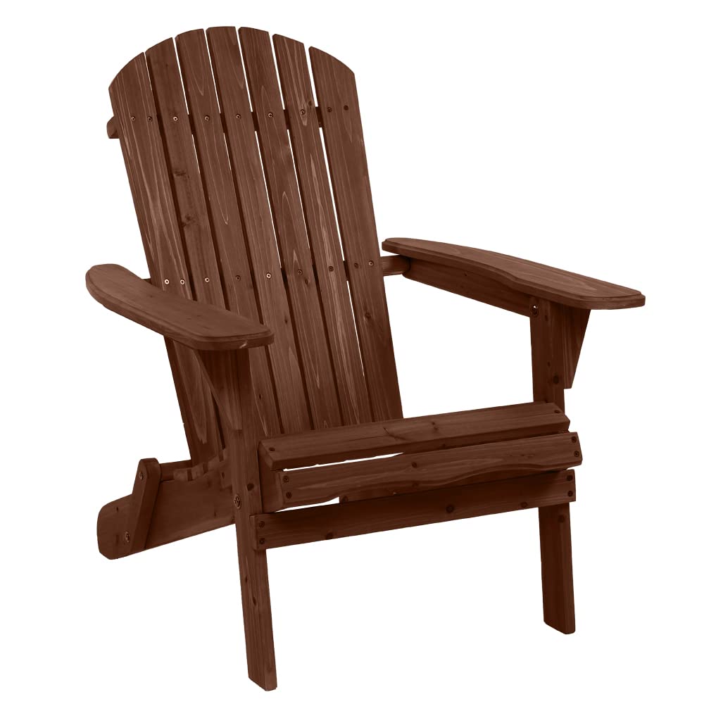 Outvita Wood Adirondack Chair, Folding Wooden Lounge Seating, All Weather Outdoor Furniture Chair with Armrest for Garden Fire Pit Yard Beach, 350 LB Support(Carbonized)