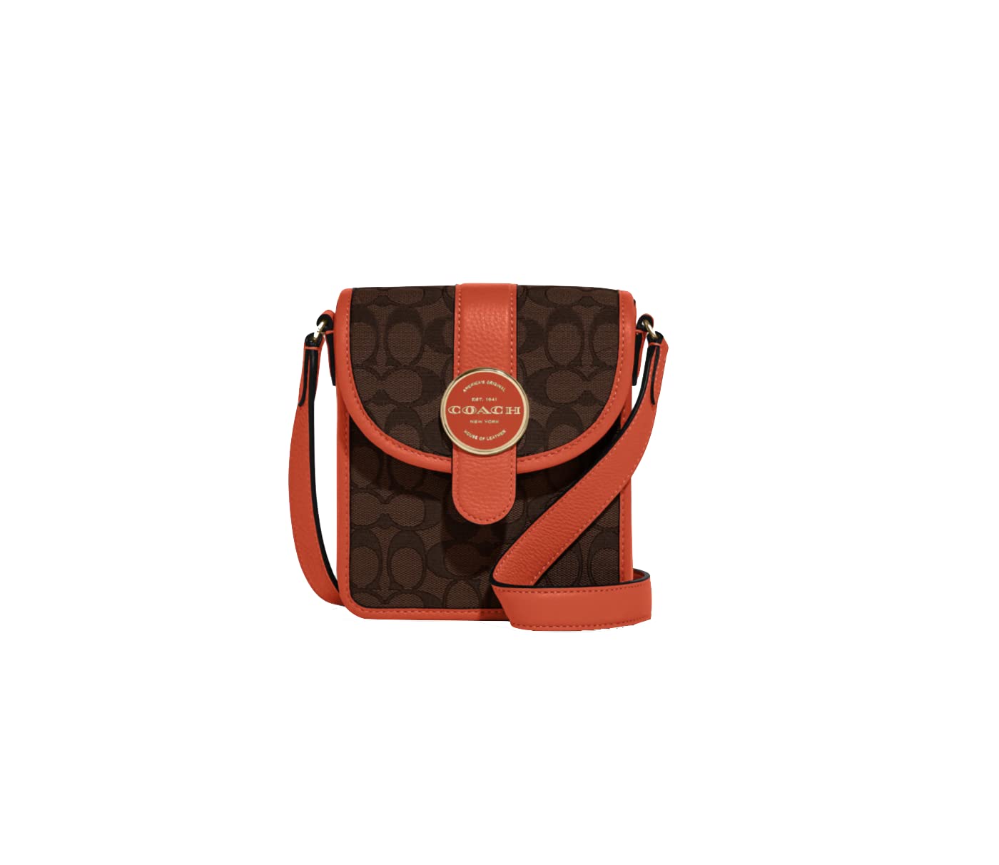 COACH Women's North/South Lonnie Crossbody Bag (Signature Jacquard - Brown Mango)