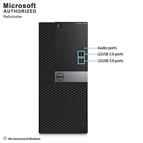 Dell OptiPlex 7050 'T Intel Core i7-6700 3.4 GHz, 16GB RAM, 512 GB Solid State Drive, DVDRW, Windows 10 Pro 64bit, (Renewed)