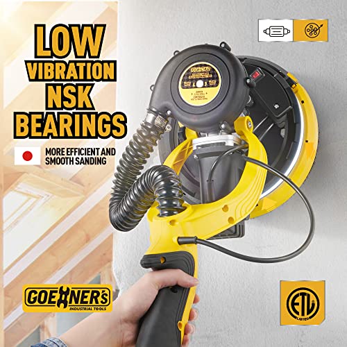 Drywall Sander, 6.5-amp Powerful Electric Drywall Sander with Vacuum, 99.5% Dust Removal, 7 Variable Speed, 900-1800RPM, Dustless Floor Sander with 26β Power Cord for Popcorn Ceiling, Wood Floor etc