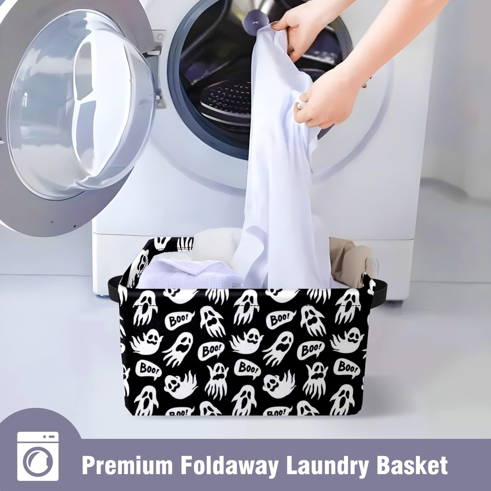 Halloween Pumpkin With Candies Storage Basket Large Foldable Storage Bin Cube Collapsible Organizer for Pantry Bedroom Decor