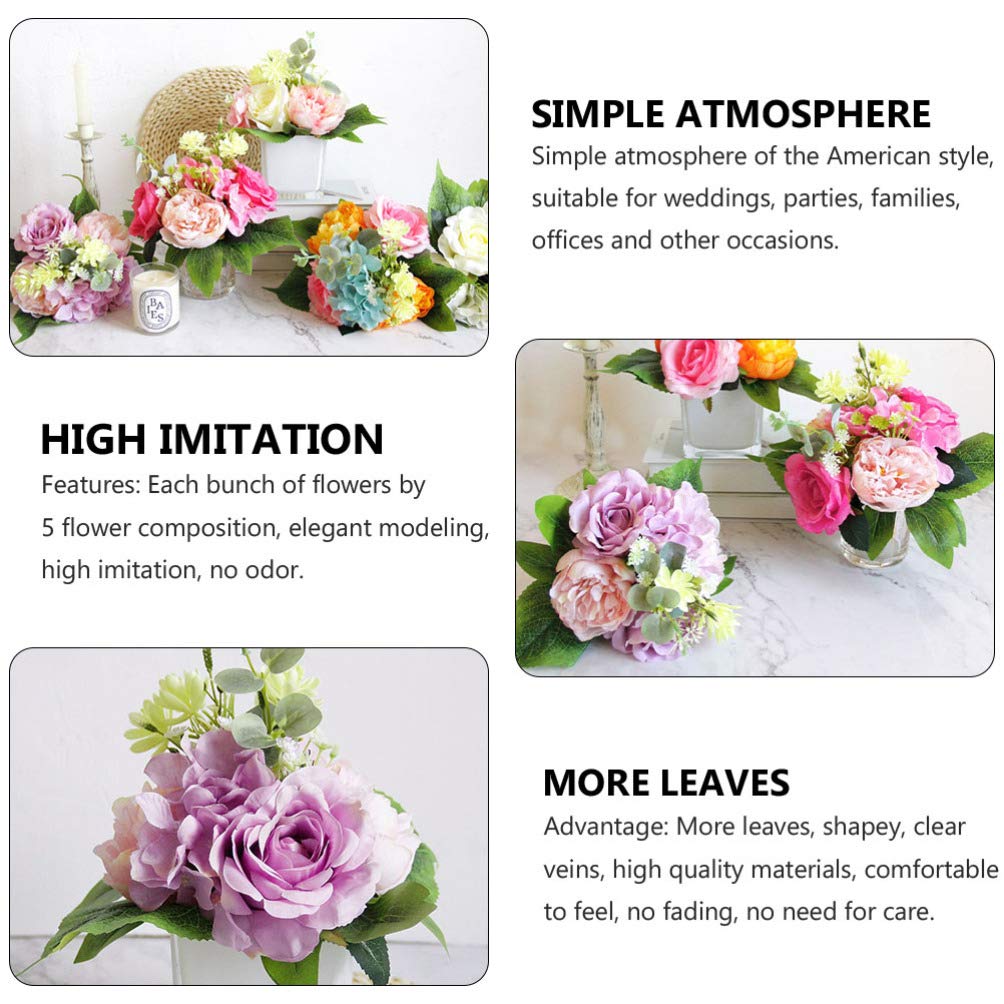 SOIMISS Artificial Roses Peony Hydrangea Flowers Bridal Wedding Bouquet for Party Wedding Decoration