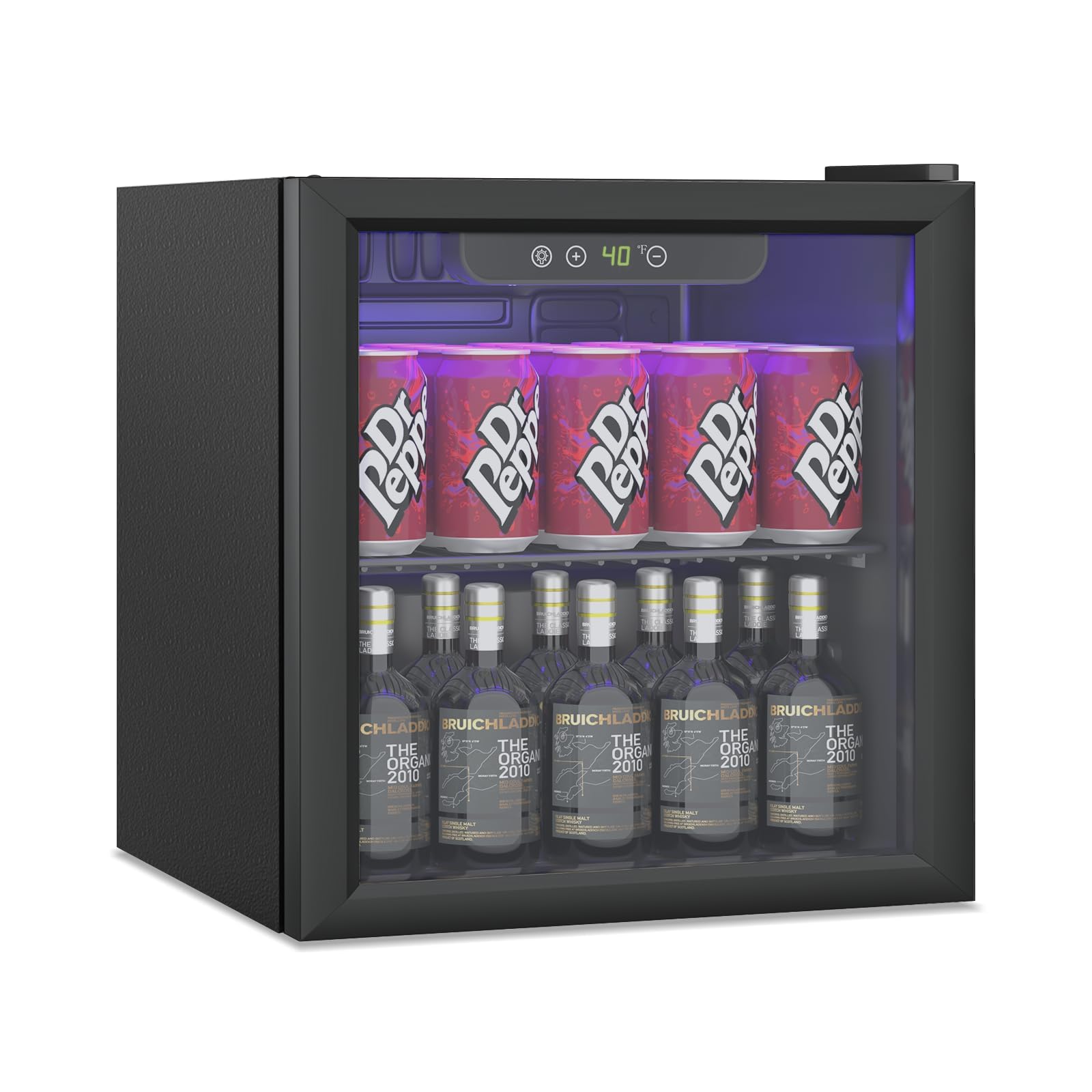 Erivess 0.9 Cubic Feet Mini Fridge, 20 Can Freestanding Beverage Refrigerator with Glass Front Door for Soda, Beer Under Counter Drink Dispenser with Adjustable Shelves(Black)