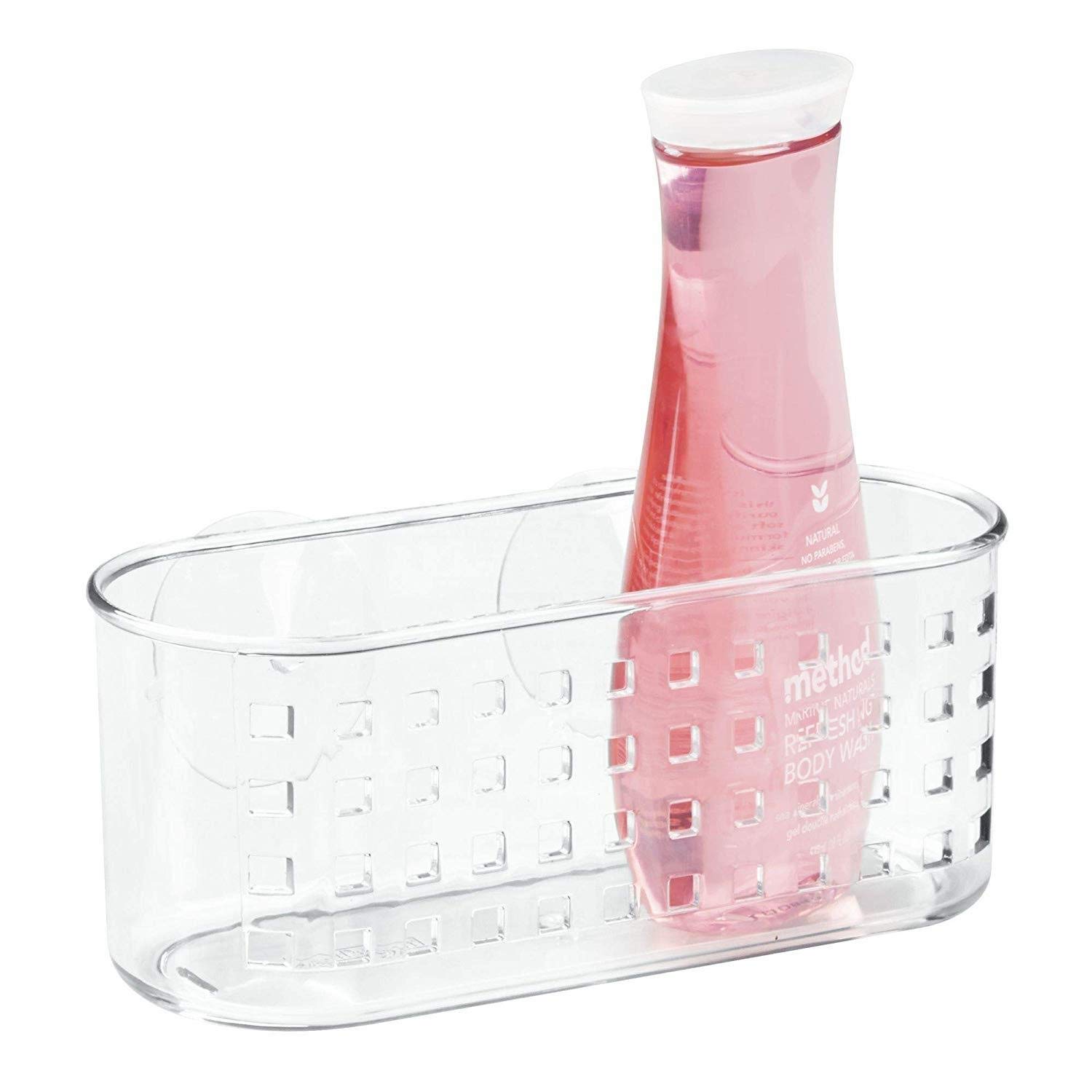 InterDesign iDesign Plastic Shower Caddy and Bathroom Organizer Basket with Suction Cups β 10.25" x 3.75" x 4", Clear