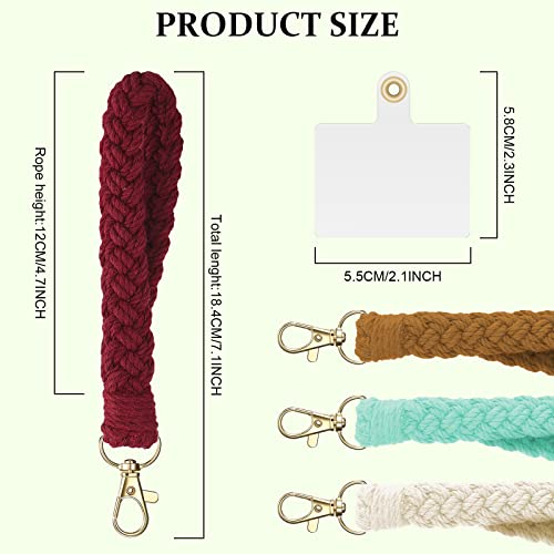 Nosiny 8 Pcs Phone Lanyard Patch Set Includes 4 Pcs Phone Wrist Strap and 4 Pcs Cell Phone Lanyard Patch, Macrame Boho Keychain Phone Strap Connector Cell Phone Lanyard for Women