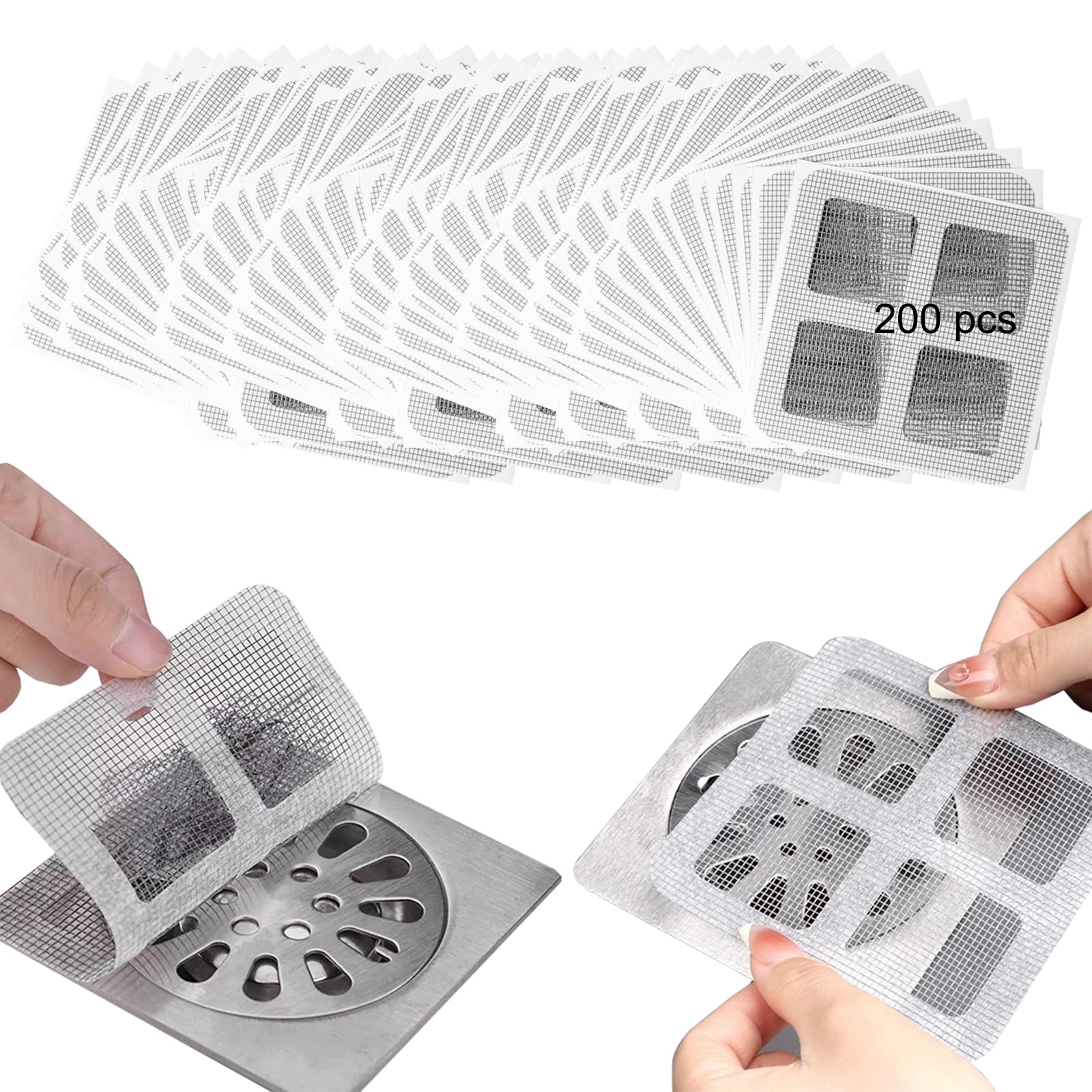 Disposable Sewer Hair Trap, 200 PCS Floor Sewage Sticker, Disposable Shower Drain Hair Grabber Sewage Net Sticker, Sewage Filter, Bathroom, Laundry, Bath, Sink, Kitchen