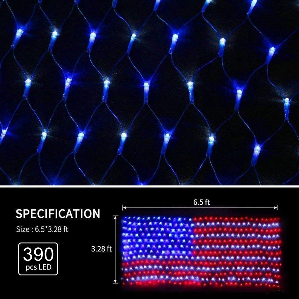 Twinkle Star American Flag Patriotic Lights (Super Larger & Safer), Outdoor Lighted USA Light String Waterproof Hanging Ornaments for Independence Day, July 4th, National Memorial Day