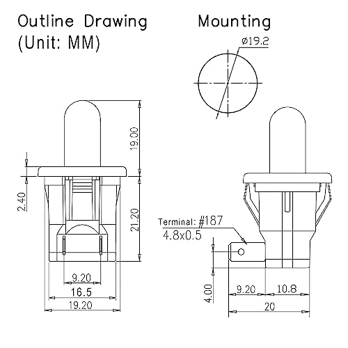 JFQWLE 297243800 Refrigerator Door Light Switch for Electrolux Frigidaire Subzero Kenmore Refrigerator, Freezer Light Switch Replacement Parts for AP4370047 PS2332280 216361000 216472300