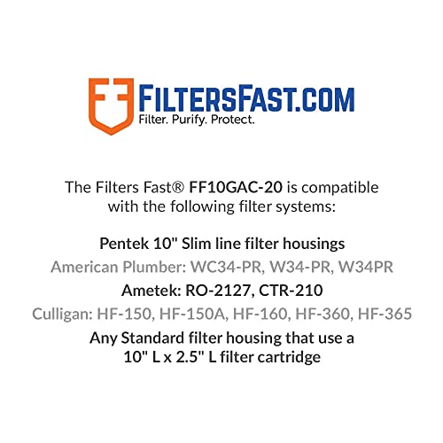 Filters Fast FF10GAC-20 Compatible Replacement for Pentek GAC-10 Carbon Water Filter Cartridge 2.87x9.75 inch