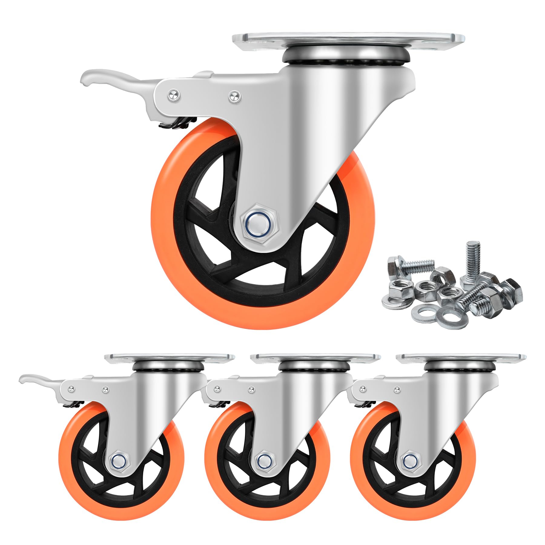 Caster Wheels Heavy Duty Casters - Plate Casters Set of 4 Wheels for Cart 4 Inch