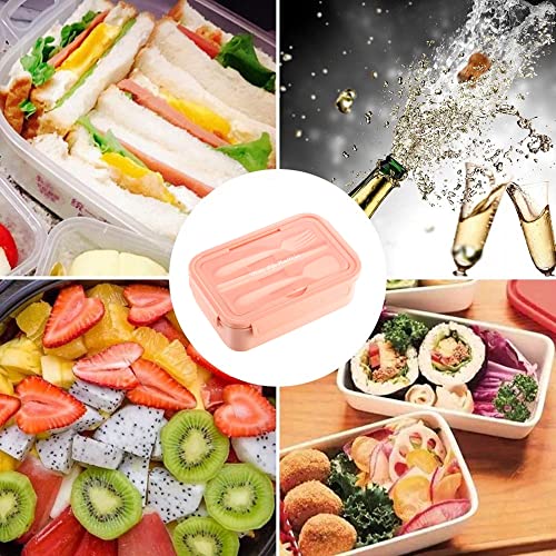 JHXTZ Bento Box For Adult, 1400ML Lunch Container Bento Boxes, Built-in Cutlery Set, Micro-Wave Dishwasher Safe(Pink)
