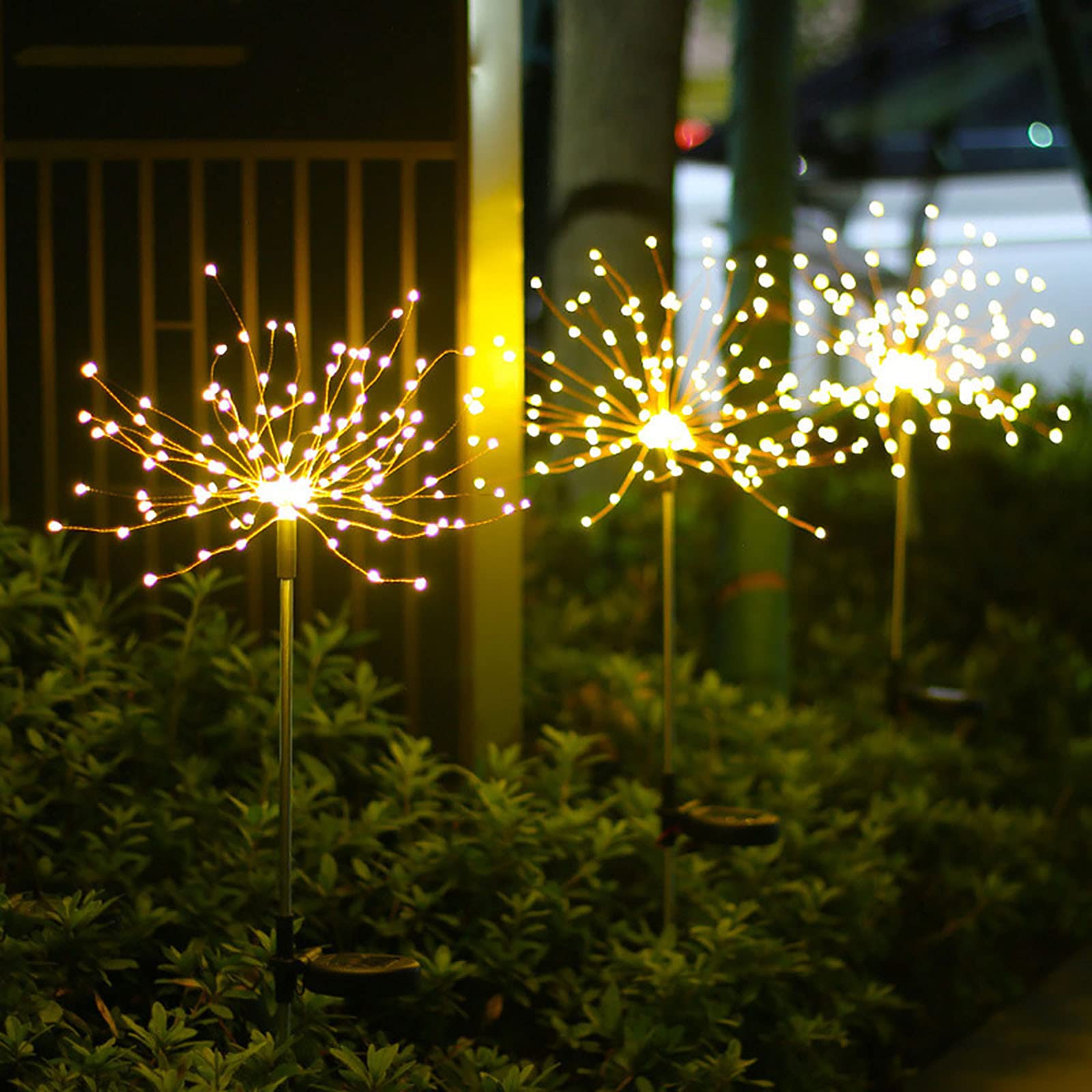 Solar Firework Lights 2 Packs Solar Garden Decorative Lights Outdoor 150 LED 2 Modes Firework String Light Waterproof Landscape Fairy Lights for Yard Lawn Pathway Christmas Party Decor (Warm White)