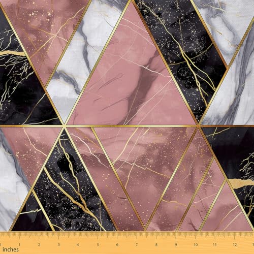 Erosebridal Glitter Marble Decorative Fabric,Watercolor Marble Upholstery Fabric,Abstract Geometry Indoor Outdoor Fabric,Black Gold Waterproof Fabric,Golden Lines DIY Fabric for Boys Girls,1 Yard