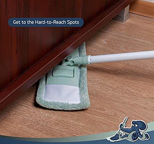 DSV Standard Professional Microfiber Floor Mop with 3 Washable Mop Pads and 1 Dirt Removal Scrubber | 360° Rotation Mop Head 16.8" | Ideal for Hardwood, Laminate, Tile & For Home/Office Floor Cleaning