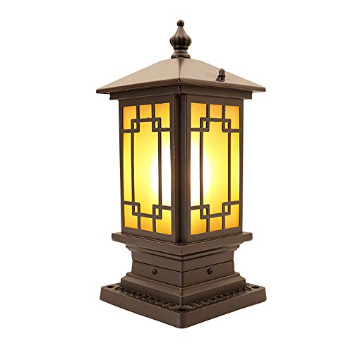 SZHANG Chinese Style Outdoor Waterproof IP65 Courtyard Lighting Fixtures Terrace Lights Gate Pillar Lights Creativity Fences Home Landscape Garden Outdoor Villa Pillar Lights Mains Wiring Type