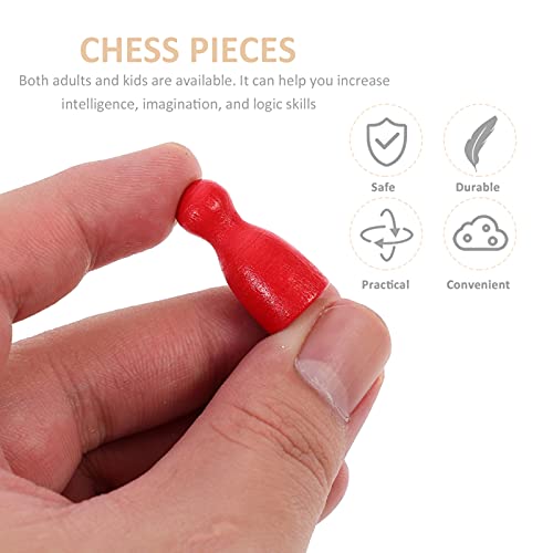 TOYANDONA 48pcs Wooden Chess Pieces Checkers Pieces Figurine Pawns Tournament Chess Set for Beginner Chess Board Game Educational Toy