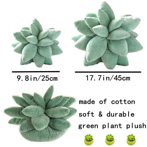 JIFOVER 3D Succulents Pillow-Cute Pillows-17.7in Cute Succulents Stuffed Plush Cactus Throw Pillows for Green Lovers Soft Plant Leaf Shaped Decorative Pillows (10in/Dark Green)