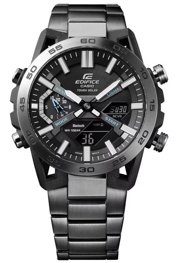 Casio Edifice Sospensione Tough Solar Bluetooth Smartphone Link LED Super Illuminator Carbon Fiber Reinforced Resin World Time Chronograph Phone Finder Smart Watch ECB-2000DC-1ACR