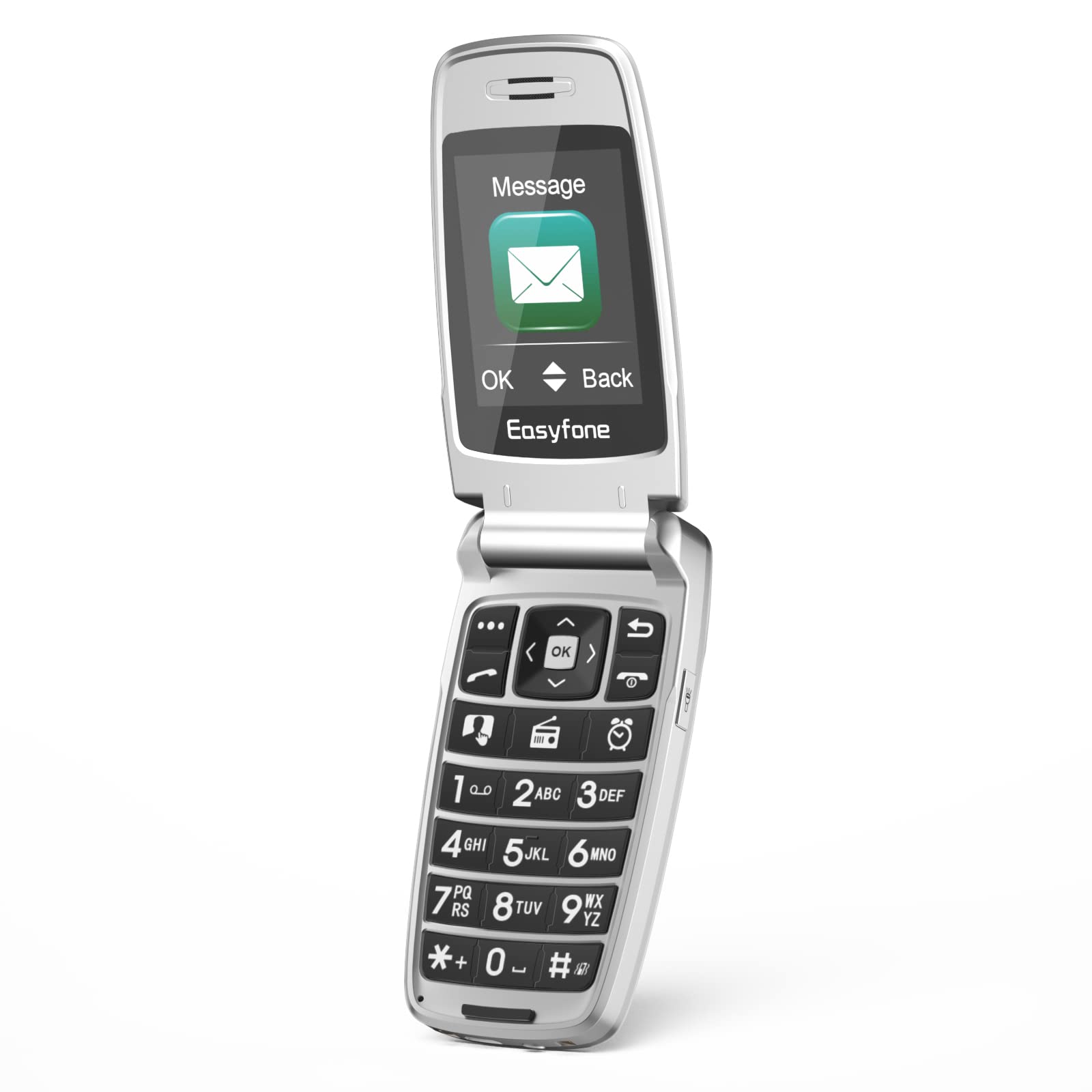 Easyfone T300 4G Big Button Flip Cell Phone for Seniors, Clear & Loud Sound and Hearing aid Compatible, SOS Button, SIM Card Included, Big Battery with a Charging Dock, FCC Certified (Black)
