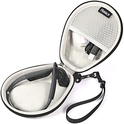 RAIACE Hard Storage Case Compatible with AfterShokz Aeropex/Trekz Air/Titanium Mini Bone Conduction Headphones, Travel Carrying Bag. (Case Only, Not Include The Headphones) - Black(Gray Lining)