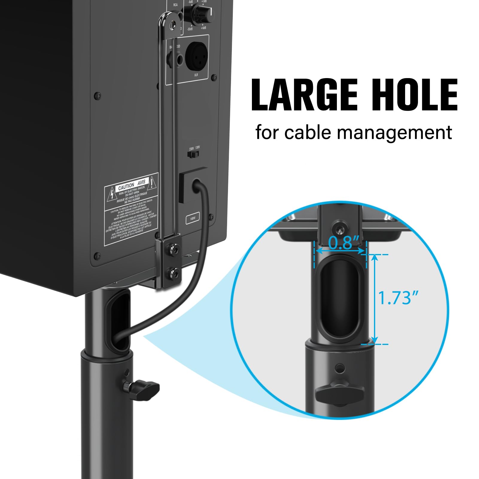 Mounting Dream Speaker Stands - Height Adjustable Speaker Stand for Vizio, Polk, JBL, Sony, Speaker Stands Pair with Wire Management (Holds up to11LBS Per Stand)