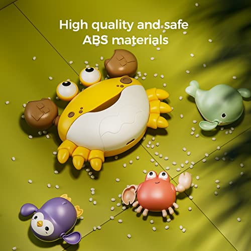 TUMAMA Baby Bath Toy,Bath Bubble Maker Machine with Music,3 Bathtub Wind-Up Toys,Crab Shower Water Toy for Toddlers Kids Boys Grils