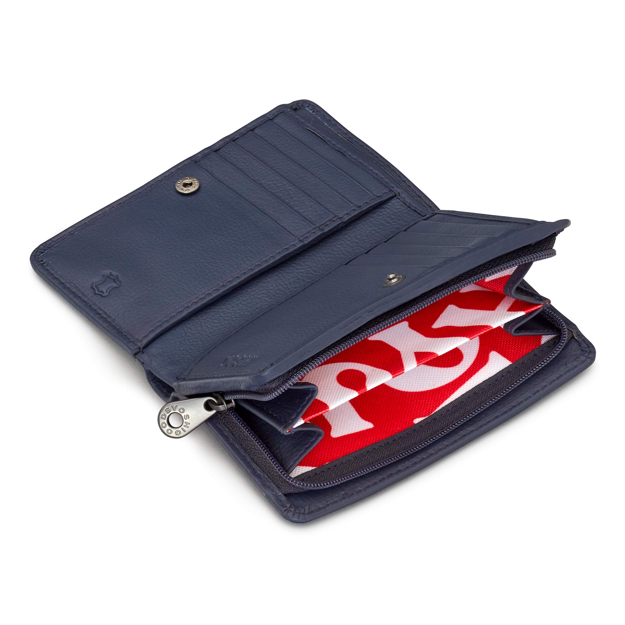Yoshi Jane Austen Bookworm Flap Over Ladies Purse, Genuine Leather Womens Wallet, Navy, One Size, Classic